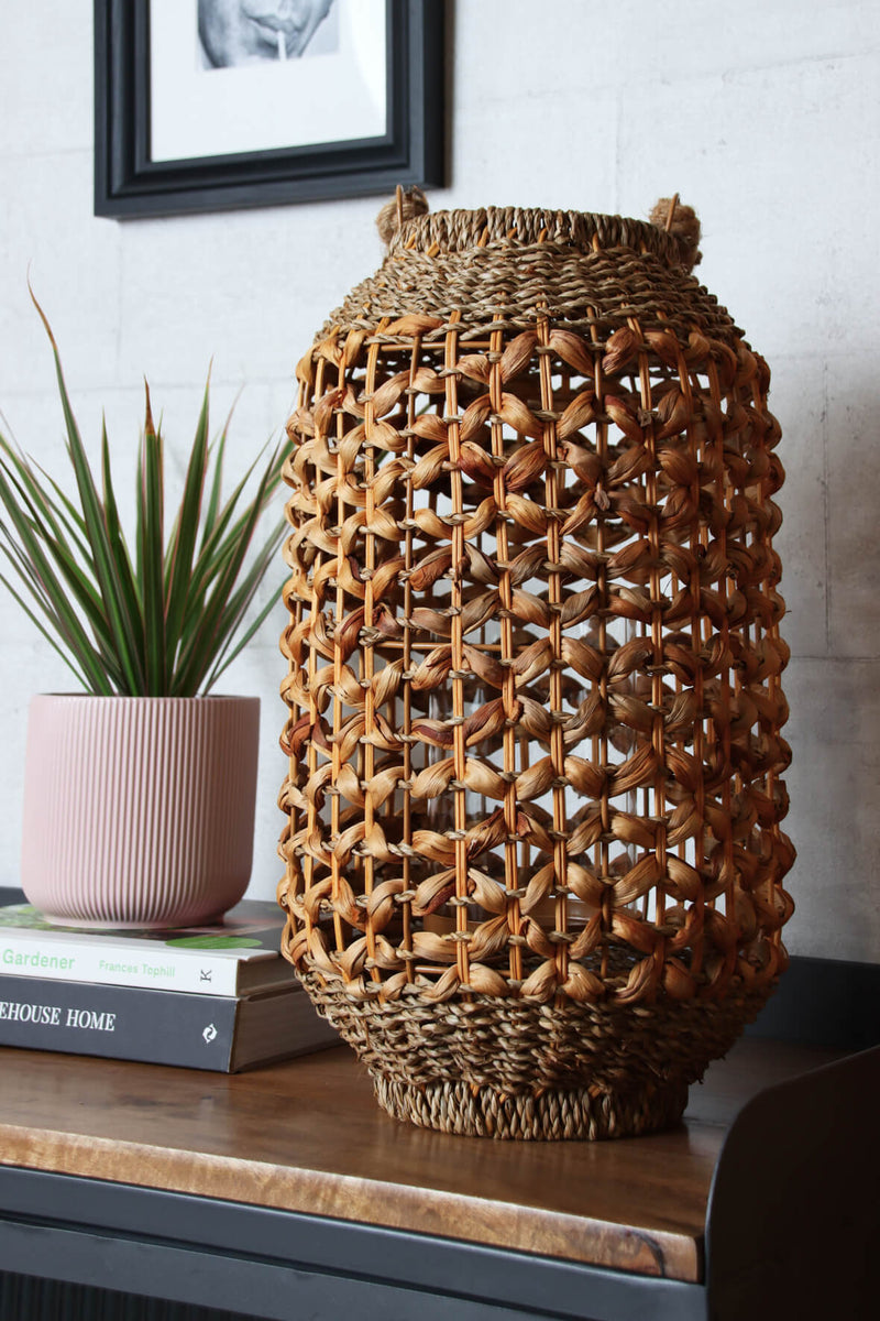 Raffia and Rope Large Lantern | Vincent and Barn