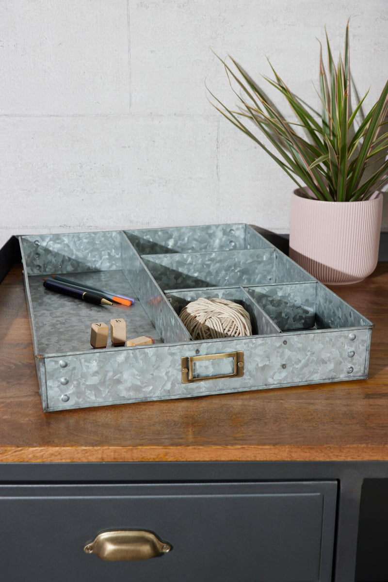 Rivet Desk Tray - Galvanised | Vincent and Barn