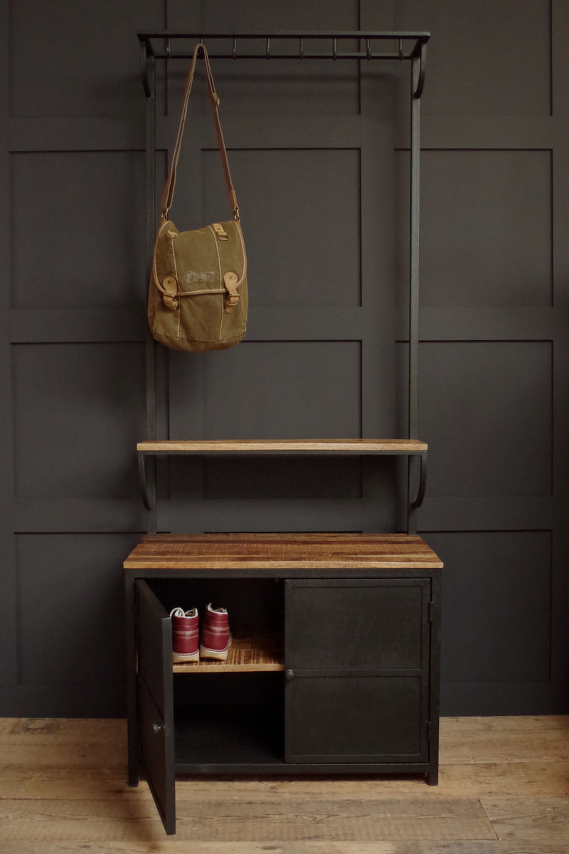 Industrial Hall Stand with Hooks and Cupboard | Vincent and Barn