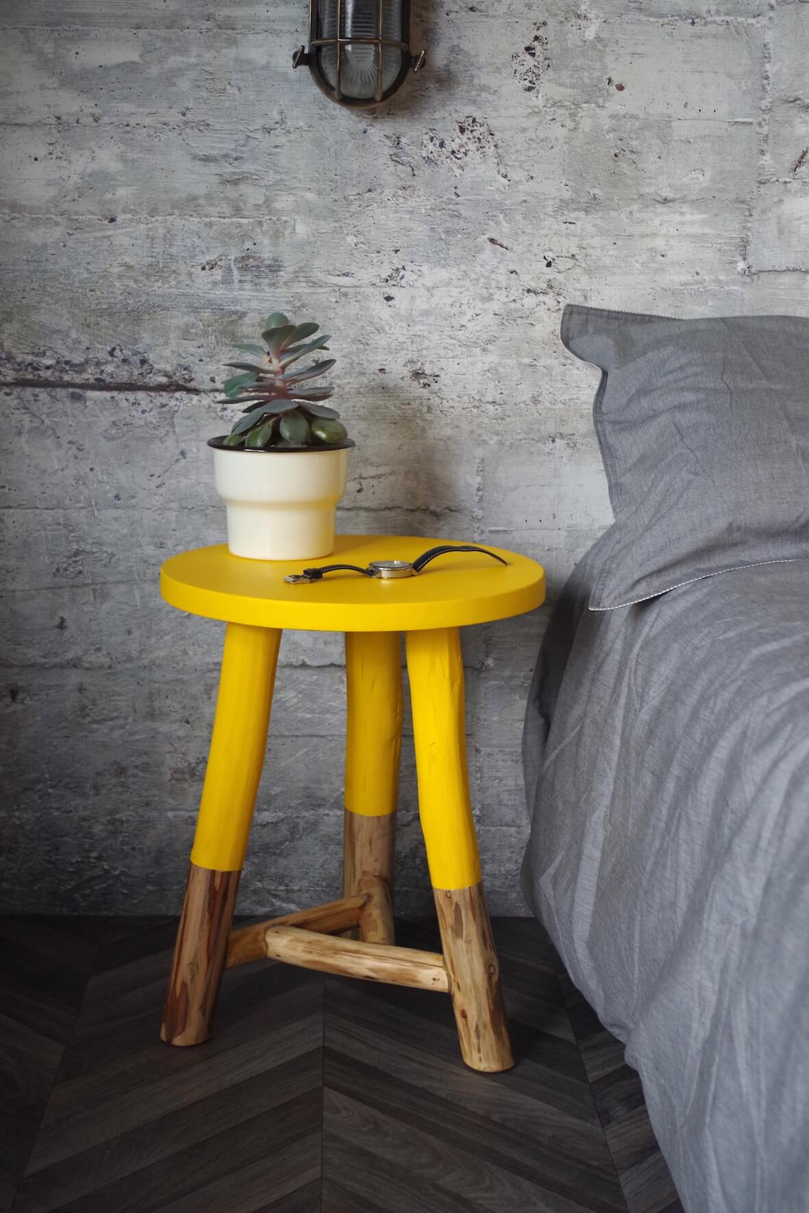 Rustic Dipped Stool/Side Table Yellow | Vincent and Barn